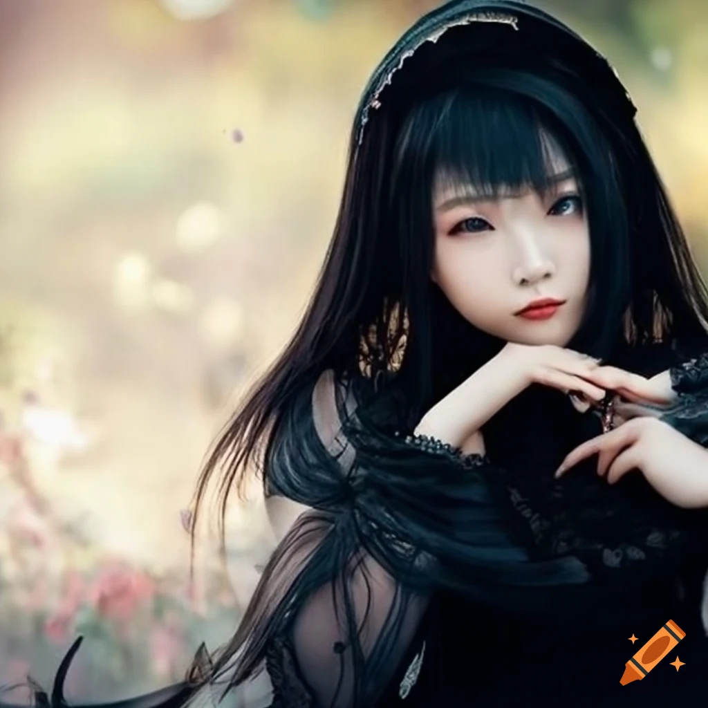Gothic lolita dress on a chinese girl on Craiyon