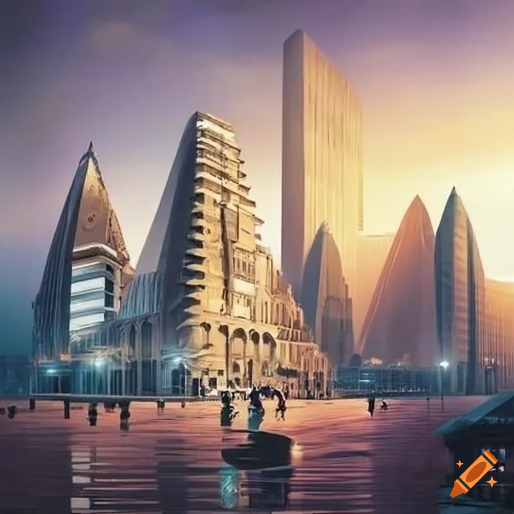 Futuristic cityscape of cairo on Craiyon
