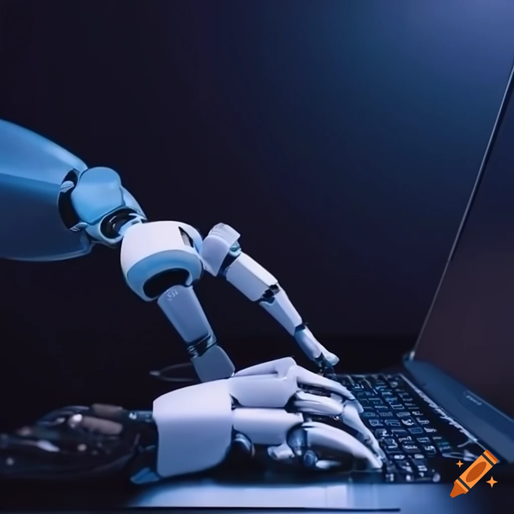 Ai robot typing on a computer on Craiyon