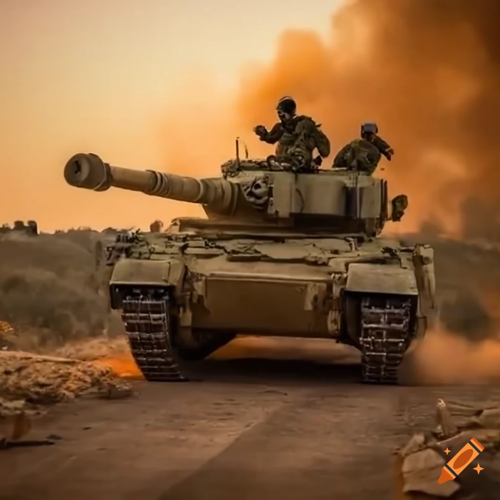 Israeli soldiers in a tank during combat