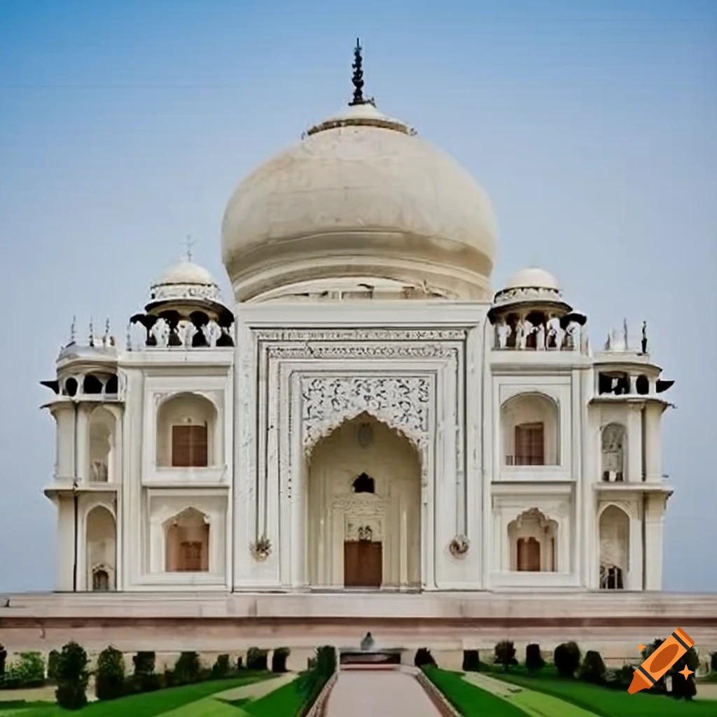 Front view of a Mughal Mahal White House on Craiyon