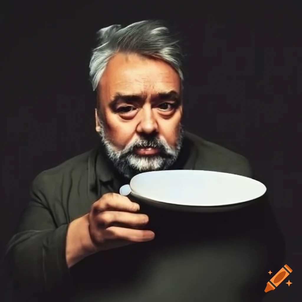 Luc besson holding a plate