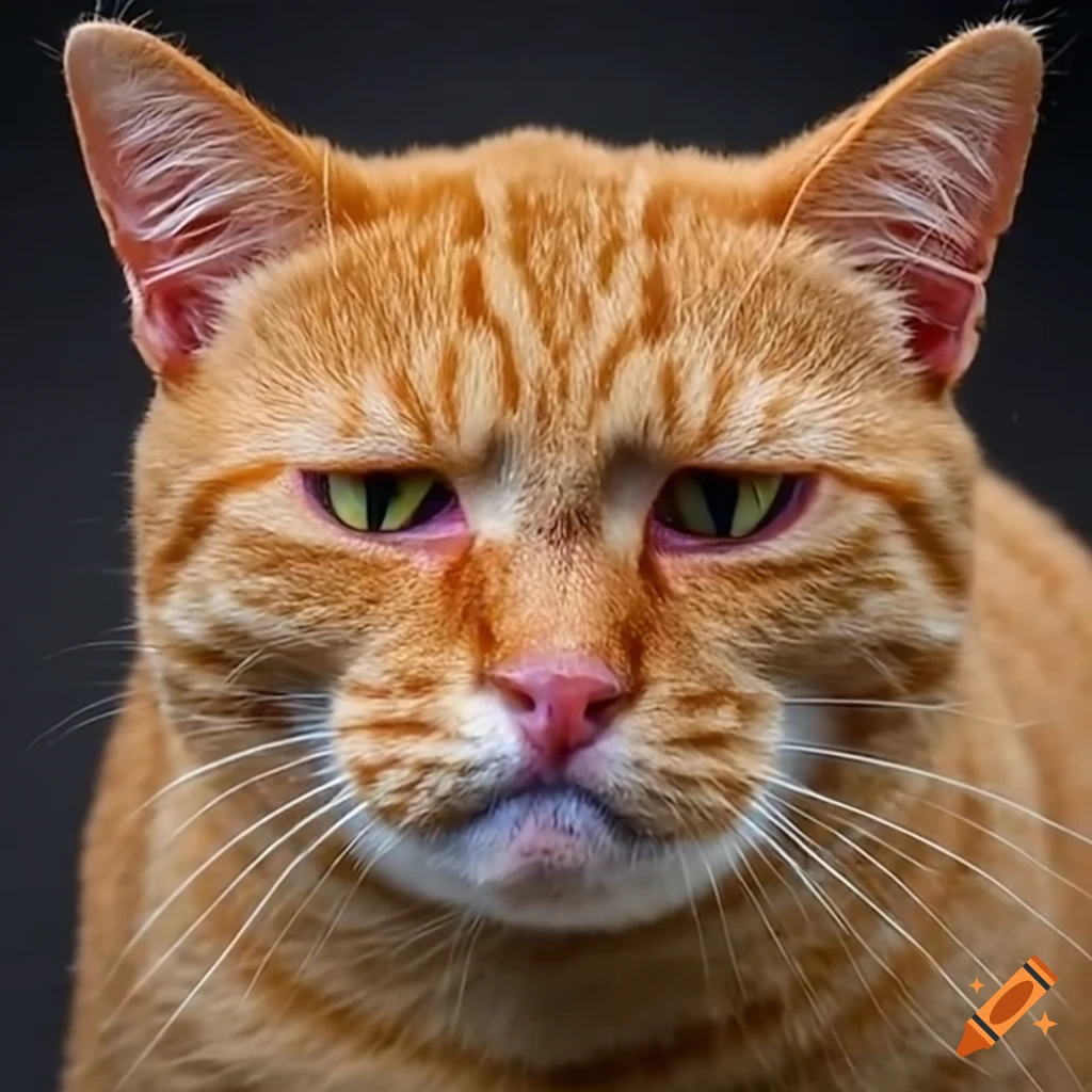 Image of a crying orange cat on Craiyon