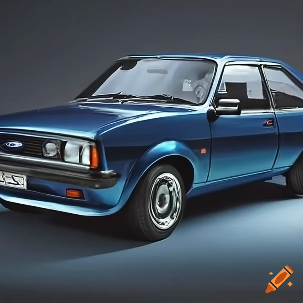 Dark blue metallic ford escort mk3 ghia on Craiyon