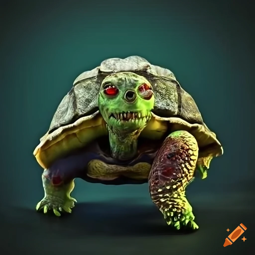 Zombie turtle illustration on Craiyon