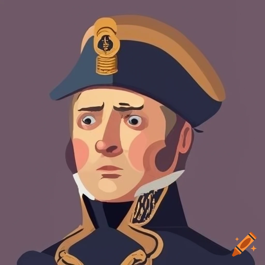 Vector art of a worried british navy ship captain