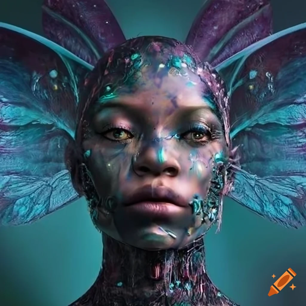 Intricate portrait of a melanated fairy in flight on Craiyon