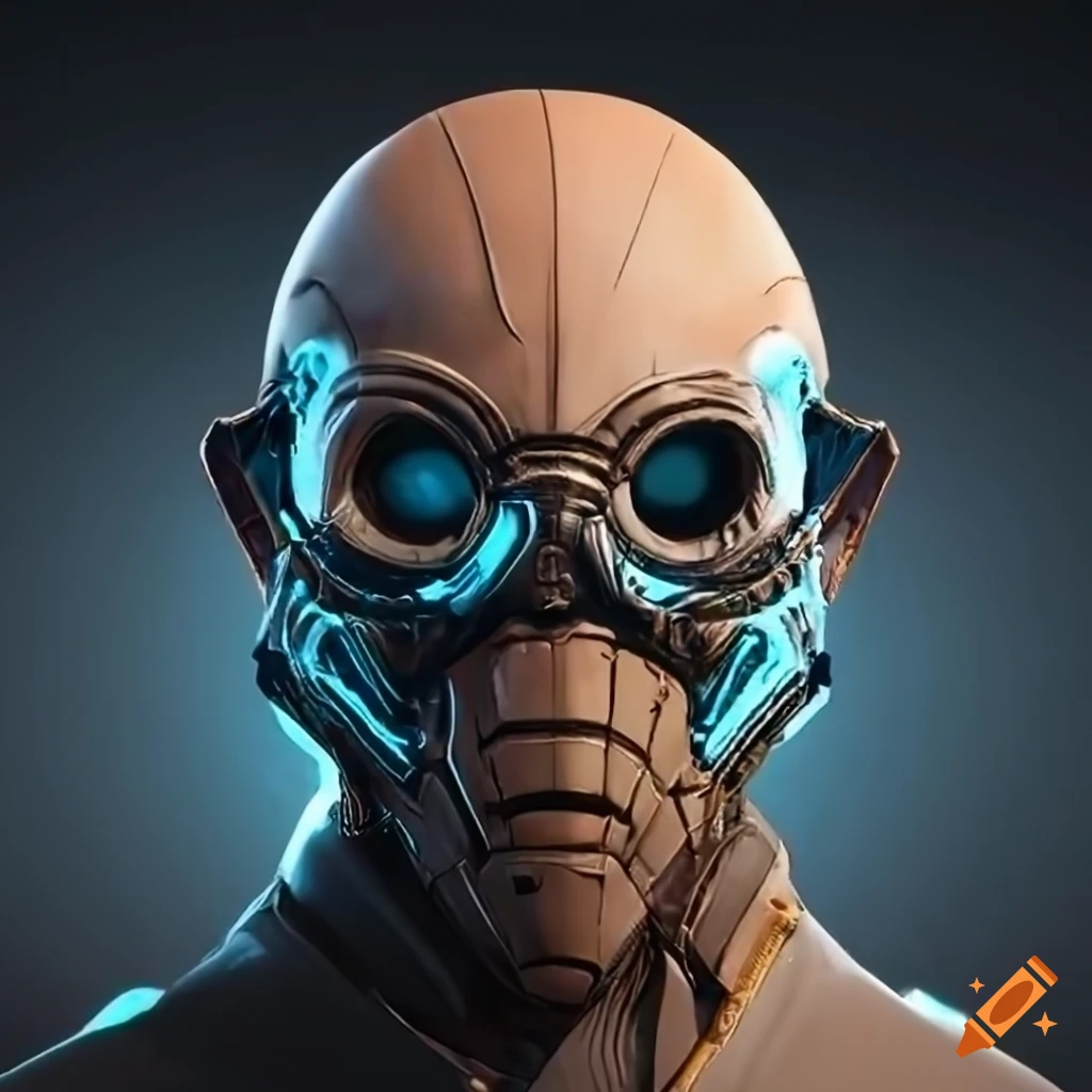 Detailed futuristic villain mask in octane rendering