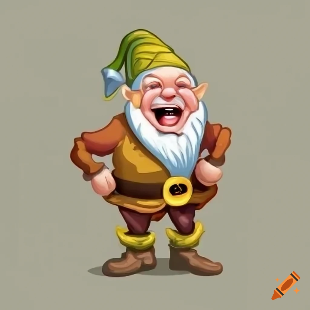Cartoon image of a laughing dwarf on Craiyon