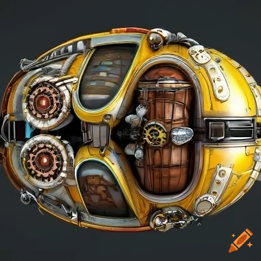 Hyper-realistic 3d art of a steampunk vw beetle in mars orbit on Craiyon