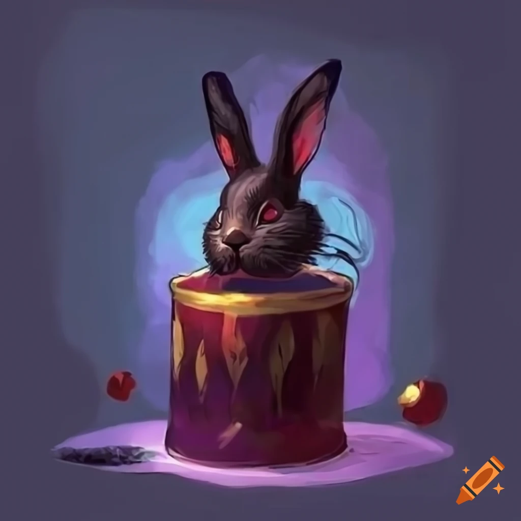 Concept art of a magician's hat with a rabbit inside
