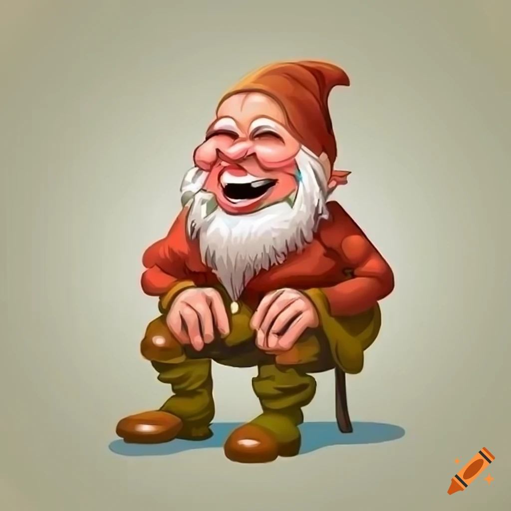 Cartoon image of a laughing dwarf on Craiyon