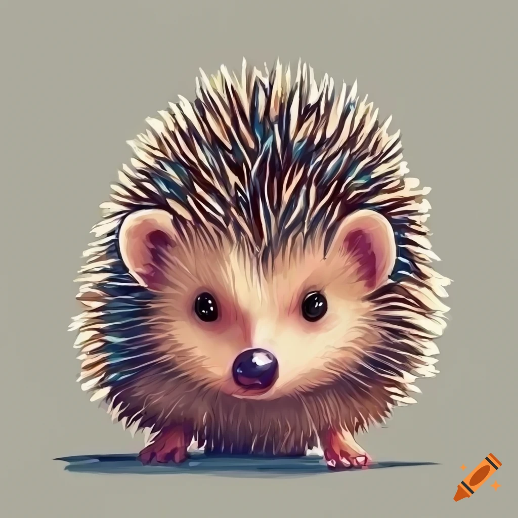 Detailed sketch of a cute baby hedgehog on Craiyon