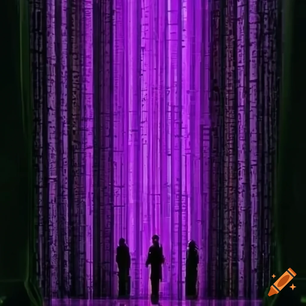 Matrix numbers falling in lilac color on Craiyon