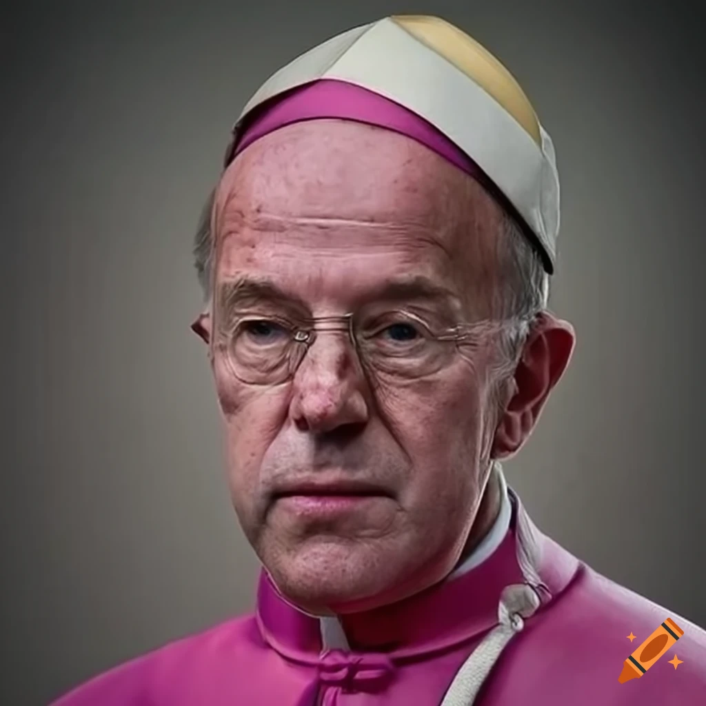 Artwork of Mark Rutte as the pink pope on Craiyon