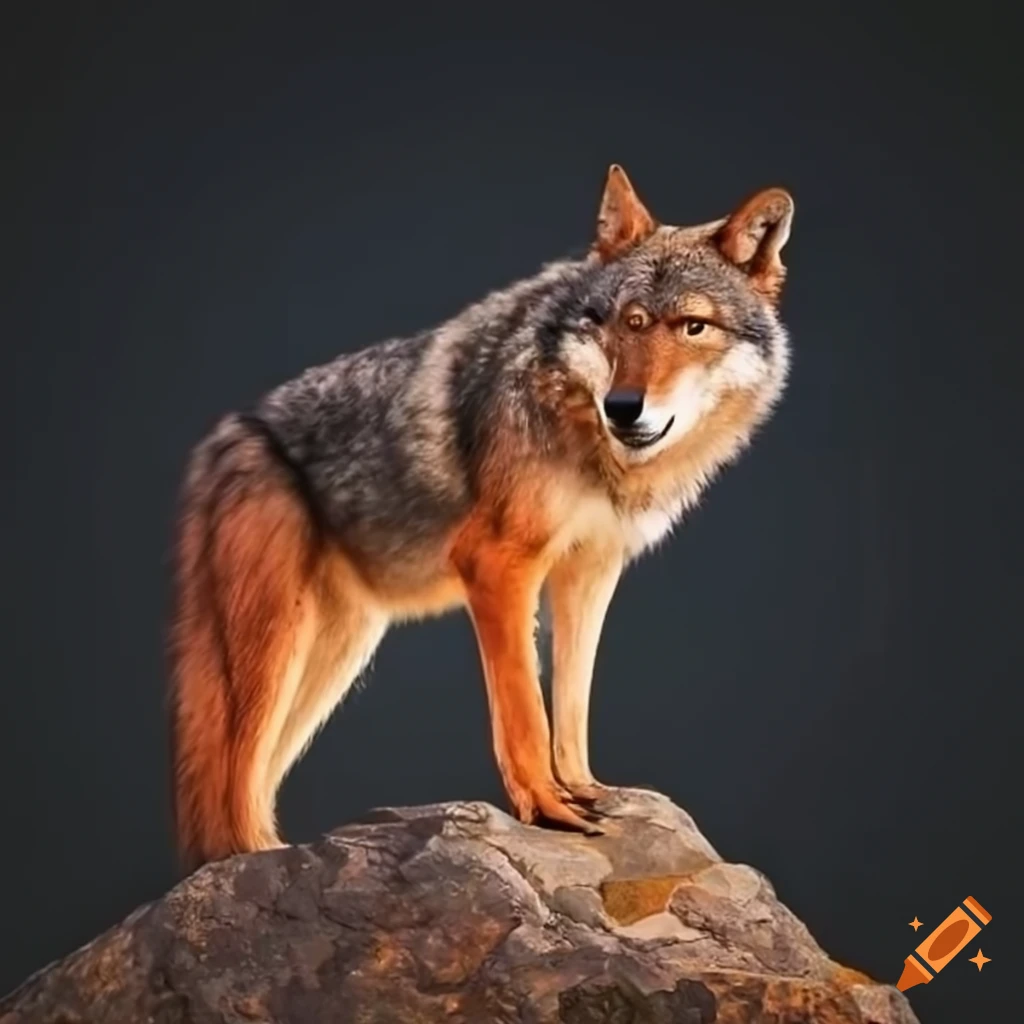 Ferocious wolf on a rock on Craiyon