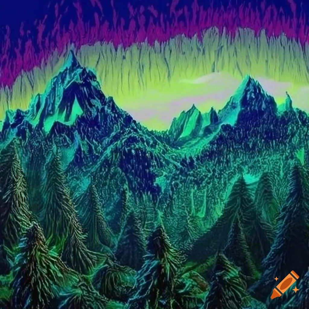 Mountains in trippy colors
