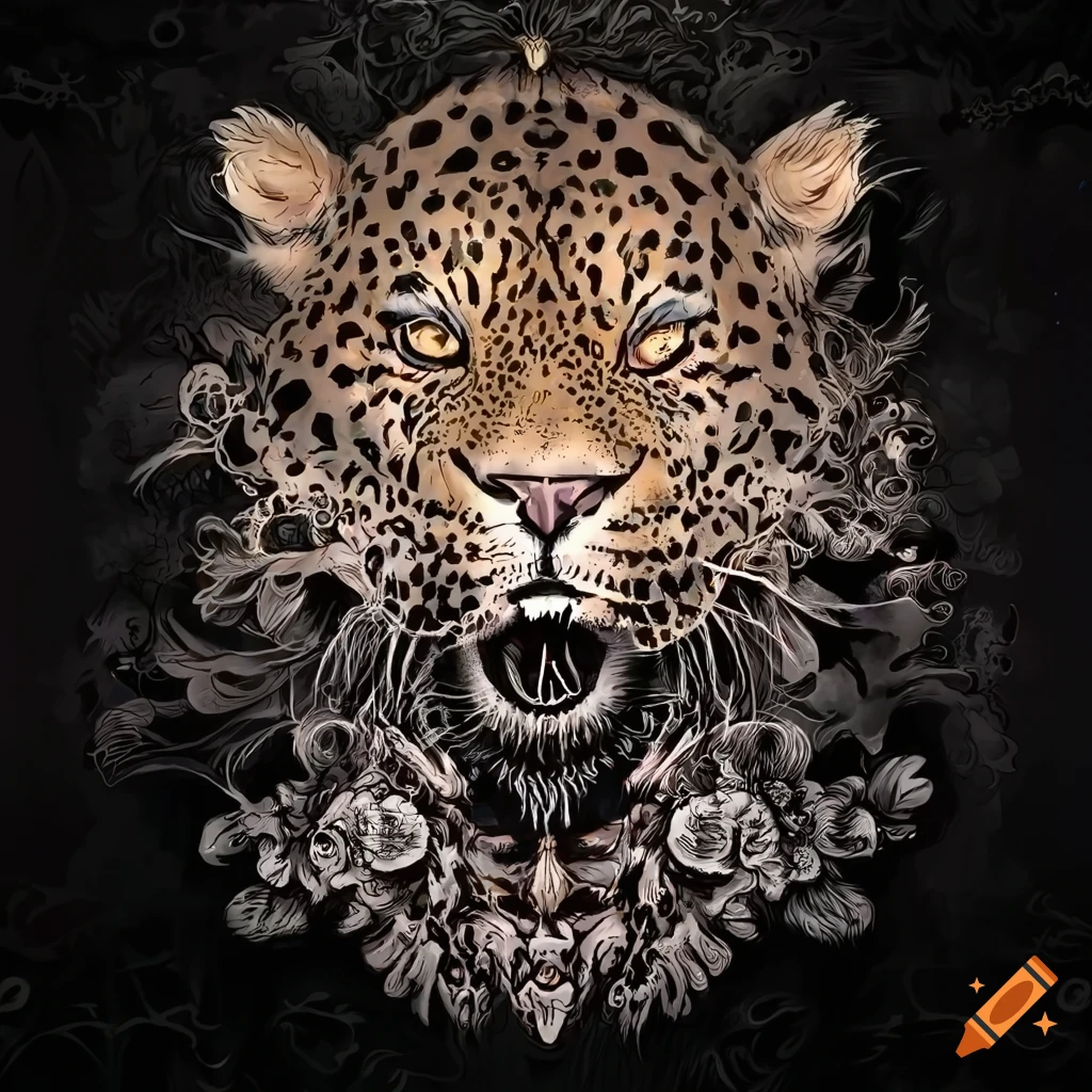 Intricate leopard illustration by android jones