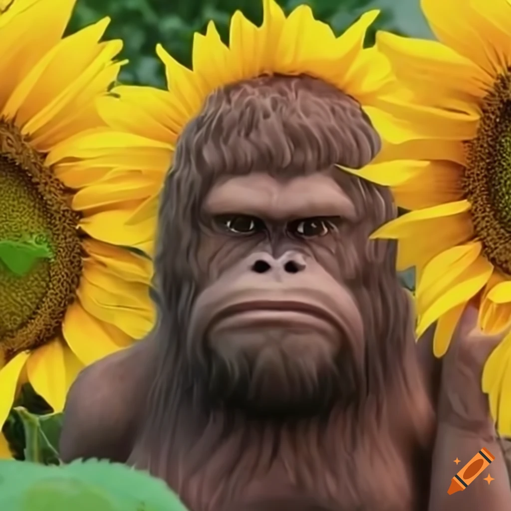 Bigfoot among sunflowers