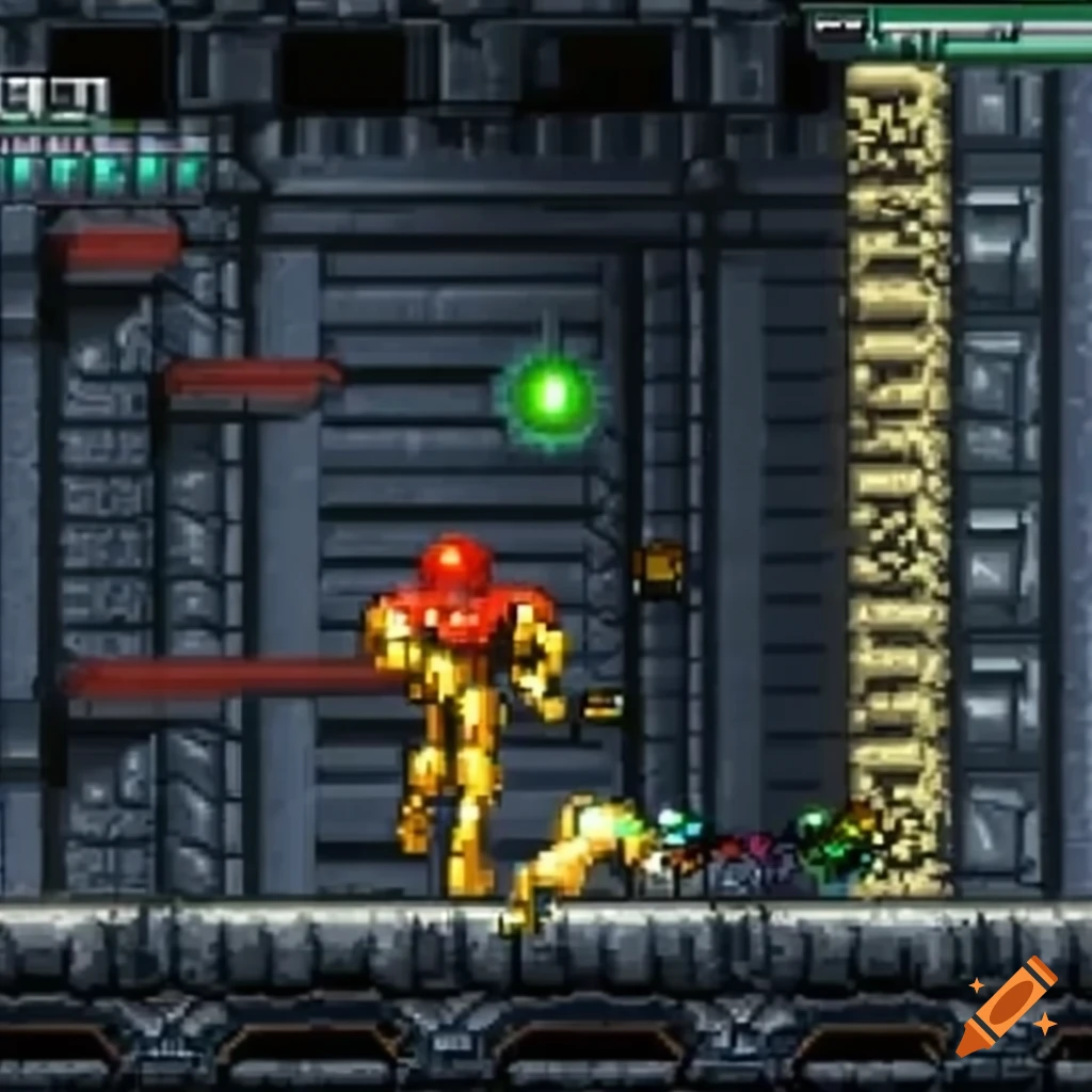 Screenshot of a 2d metroid sidescroller game on Craiyon