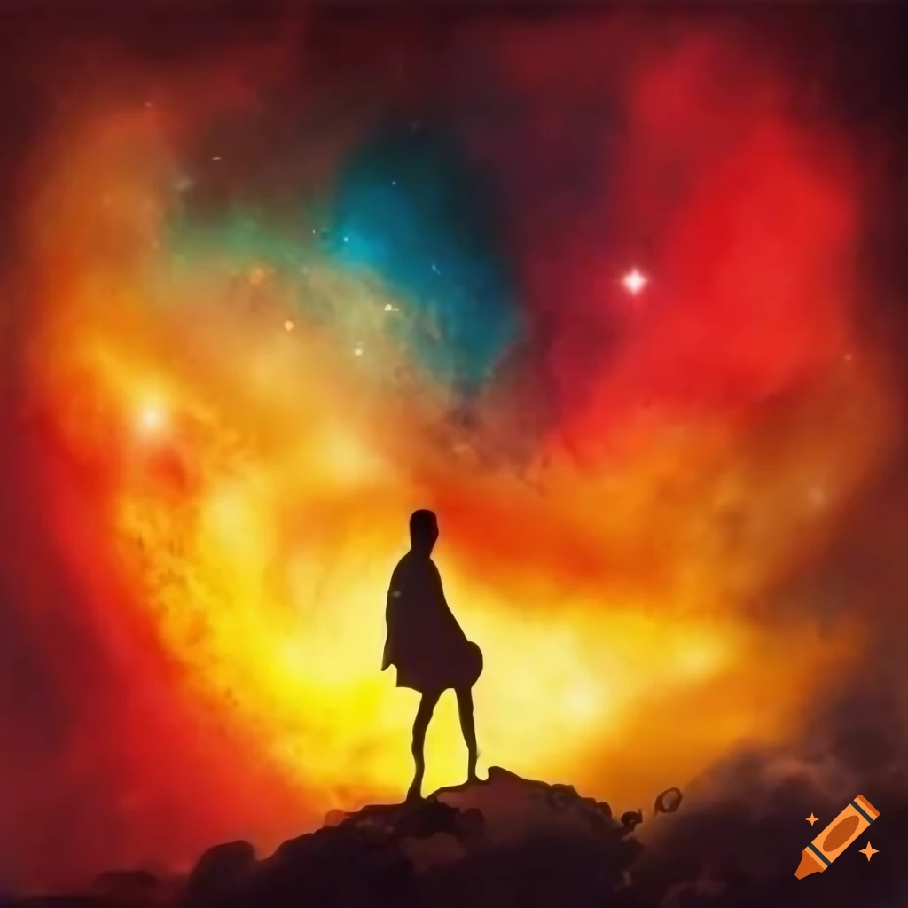 Aquarelle painting of a cosmic entity in the sky on Craiyon