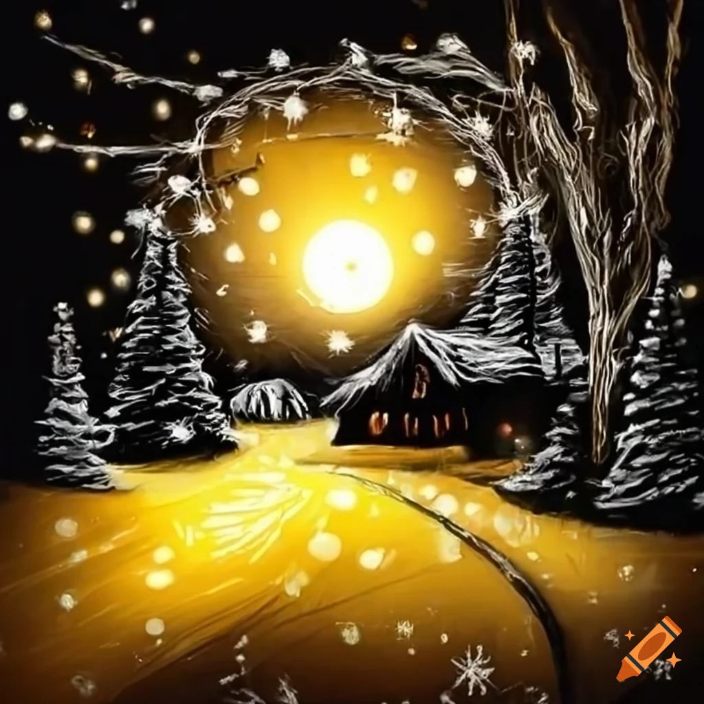 Festive yellow and black christmas scene