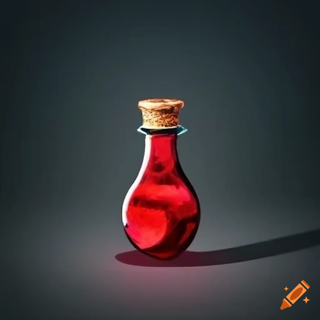 Geometric vial filled with a red potion