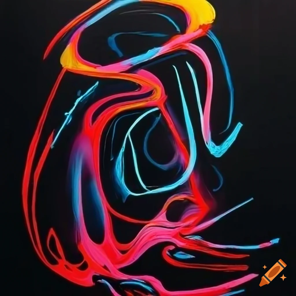 Neon strokes on black background art on Craiyon