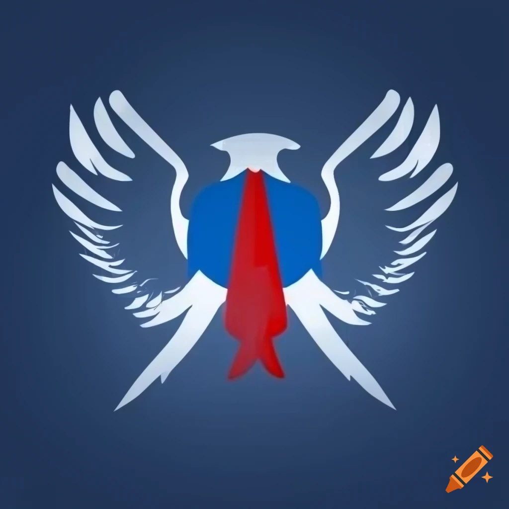 Political party logo with blue, white, and red wings