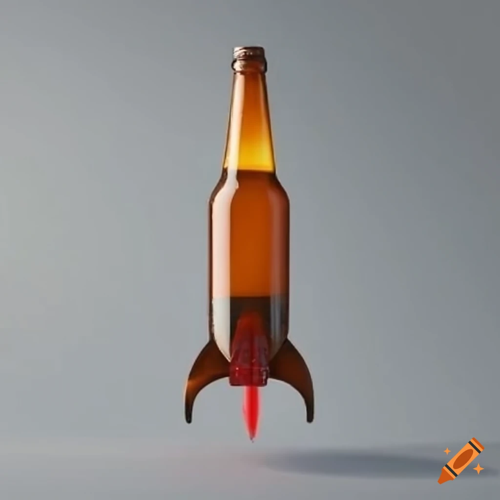 Rocket made from a beer bottle on Craiyon