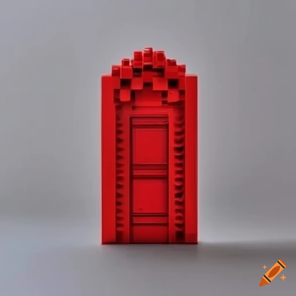 Lego red door on white background