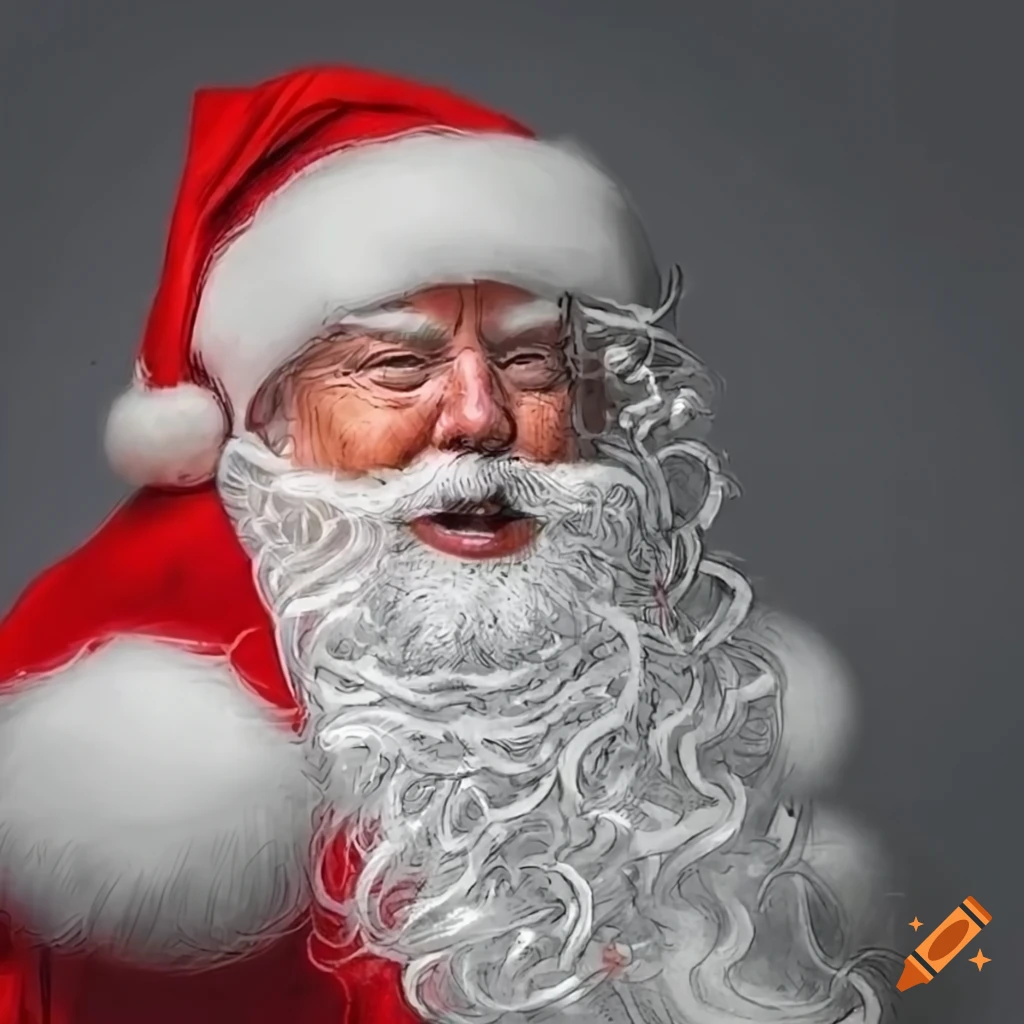 Line art of Trump dressed as Santa on Craiyon