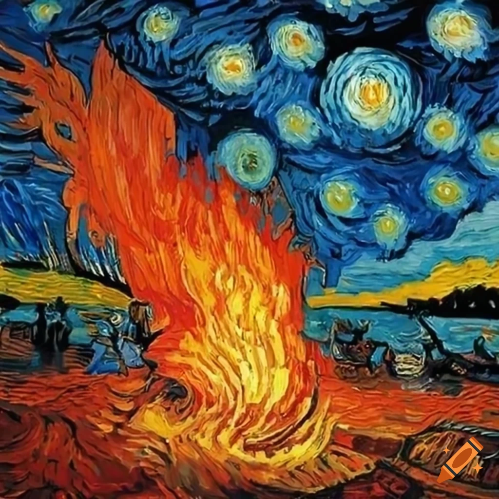 Van Gogh's painting of fire on Craiyon