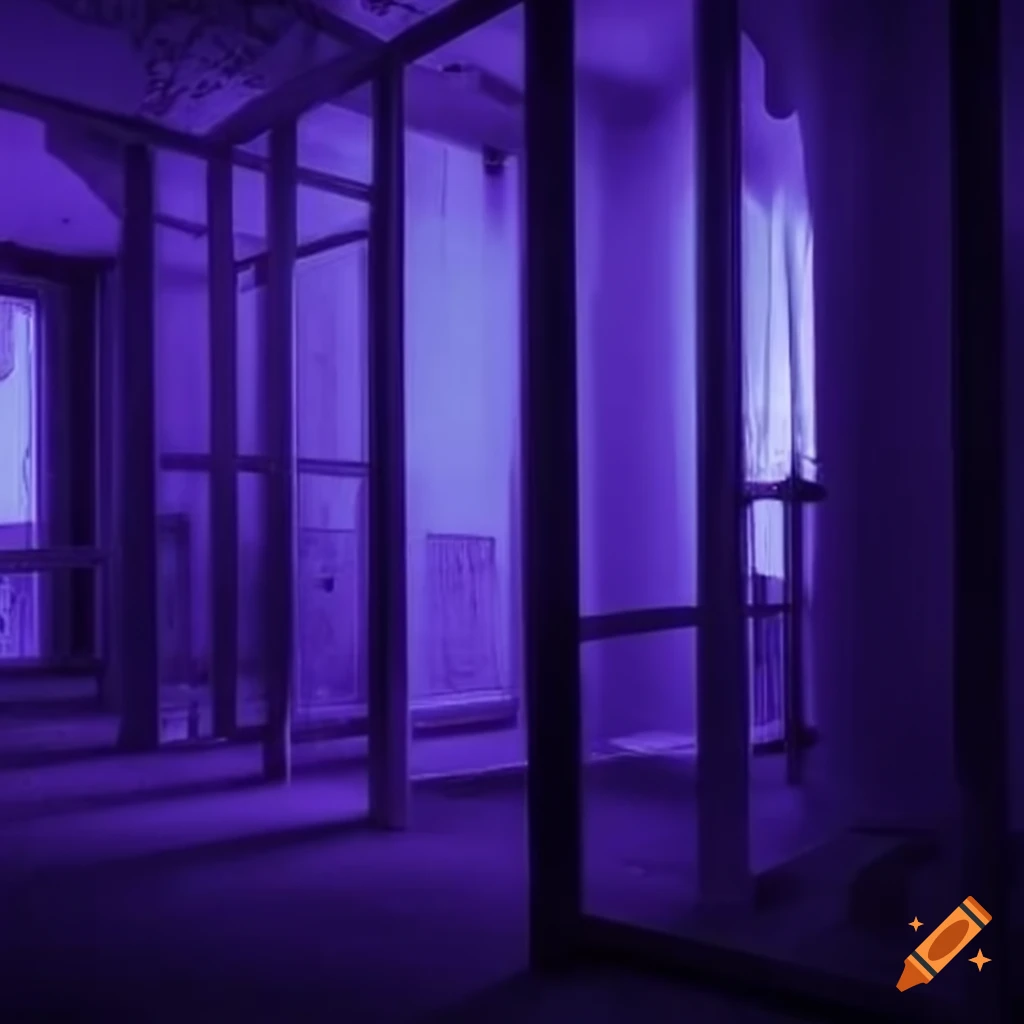 Purple laboratory interior on Craiyon