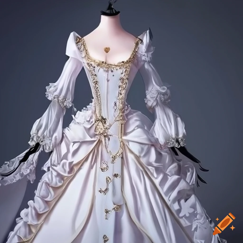 Close up of an anime queen in a rococo dress