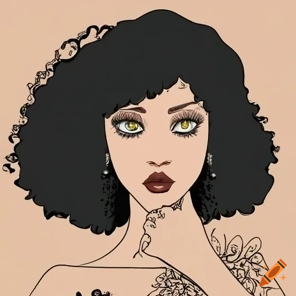 Muted colored aubrey beardsley style portrait of a woman on Craiyon