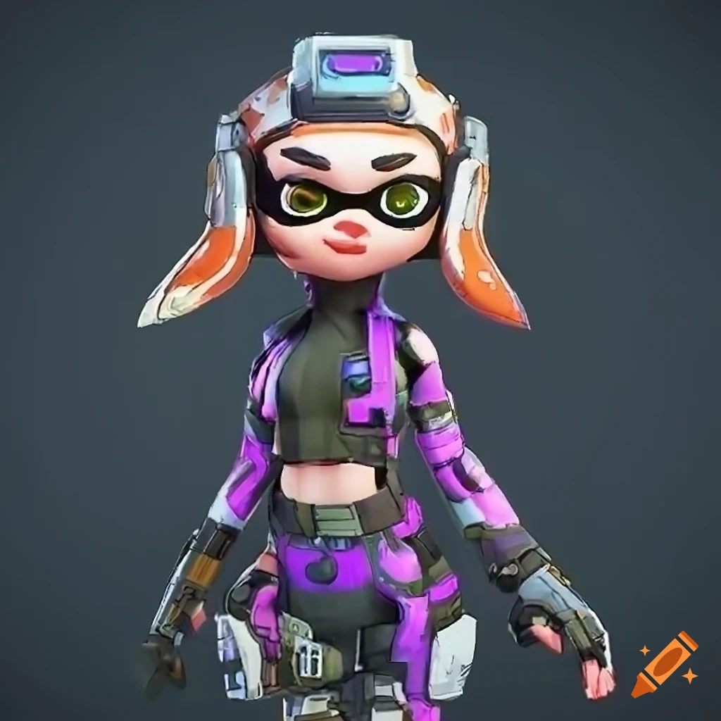 Fanart of an Octoling girl in a Titanfall pilot suit on Craiyon