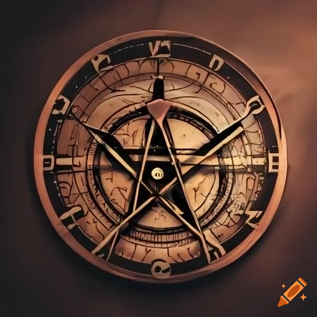 Decorative clock with pentagram design