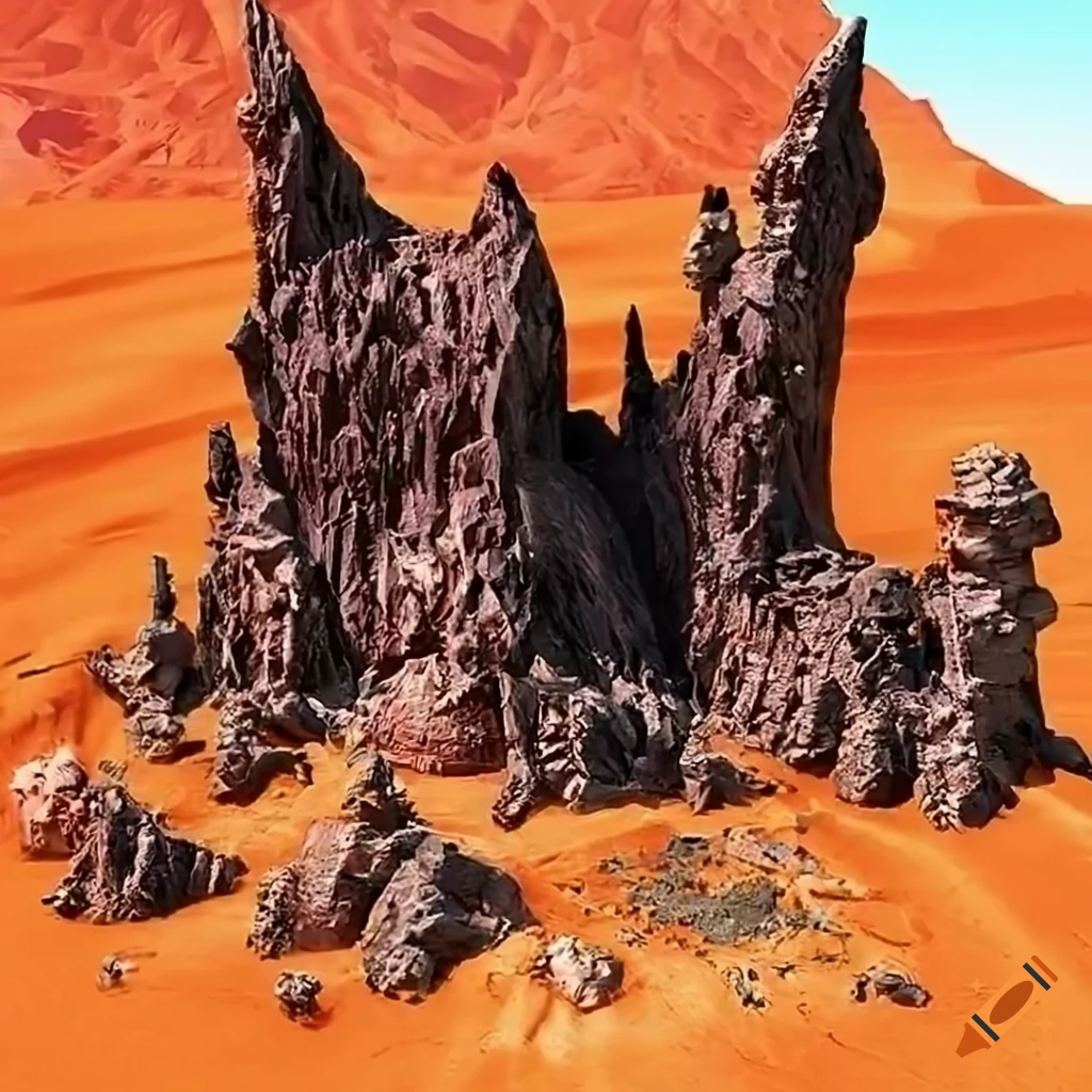Desolate and hellish terrain landscape