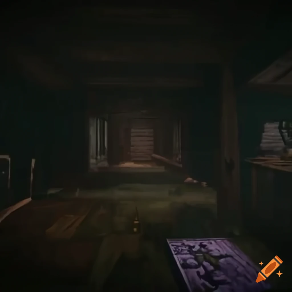 Surreal horror gameplay in a limited color scheme on Craiyon