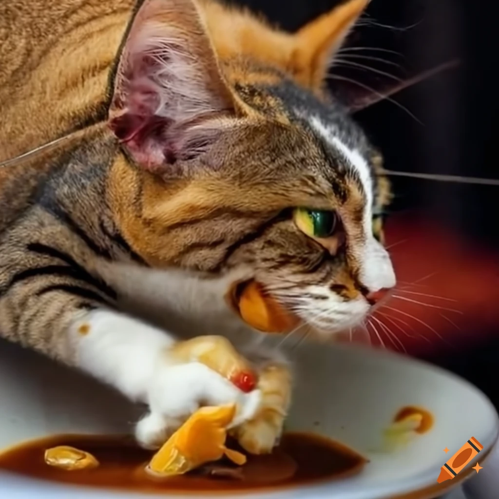 Cat eating curry on Craiyon