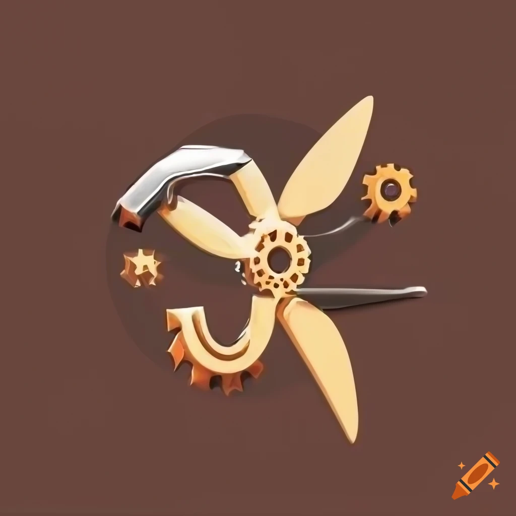 Logo with gear, hammer, wrench, and propeller