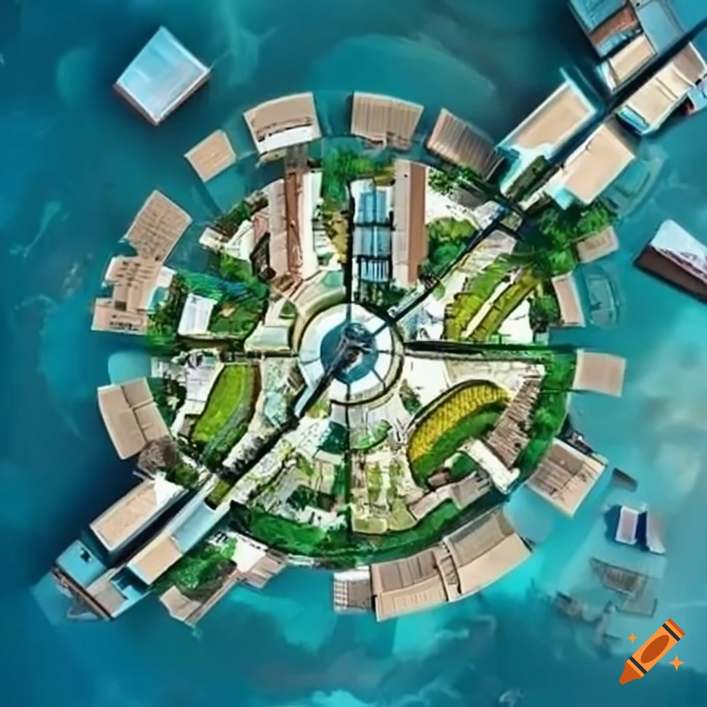 Bird's eye view of an eco-friendly city plan on Craiyon