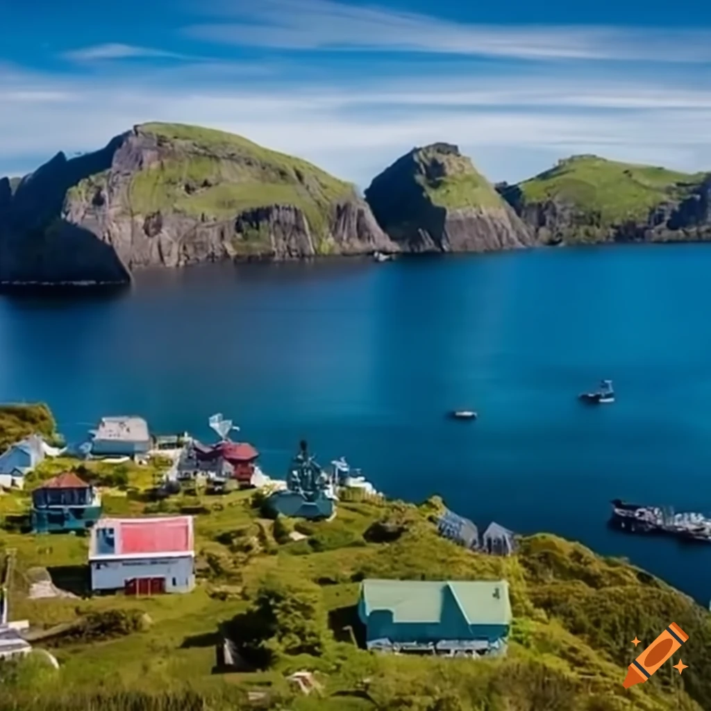 Cityscape of a small city on a remote island