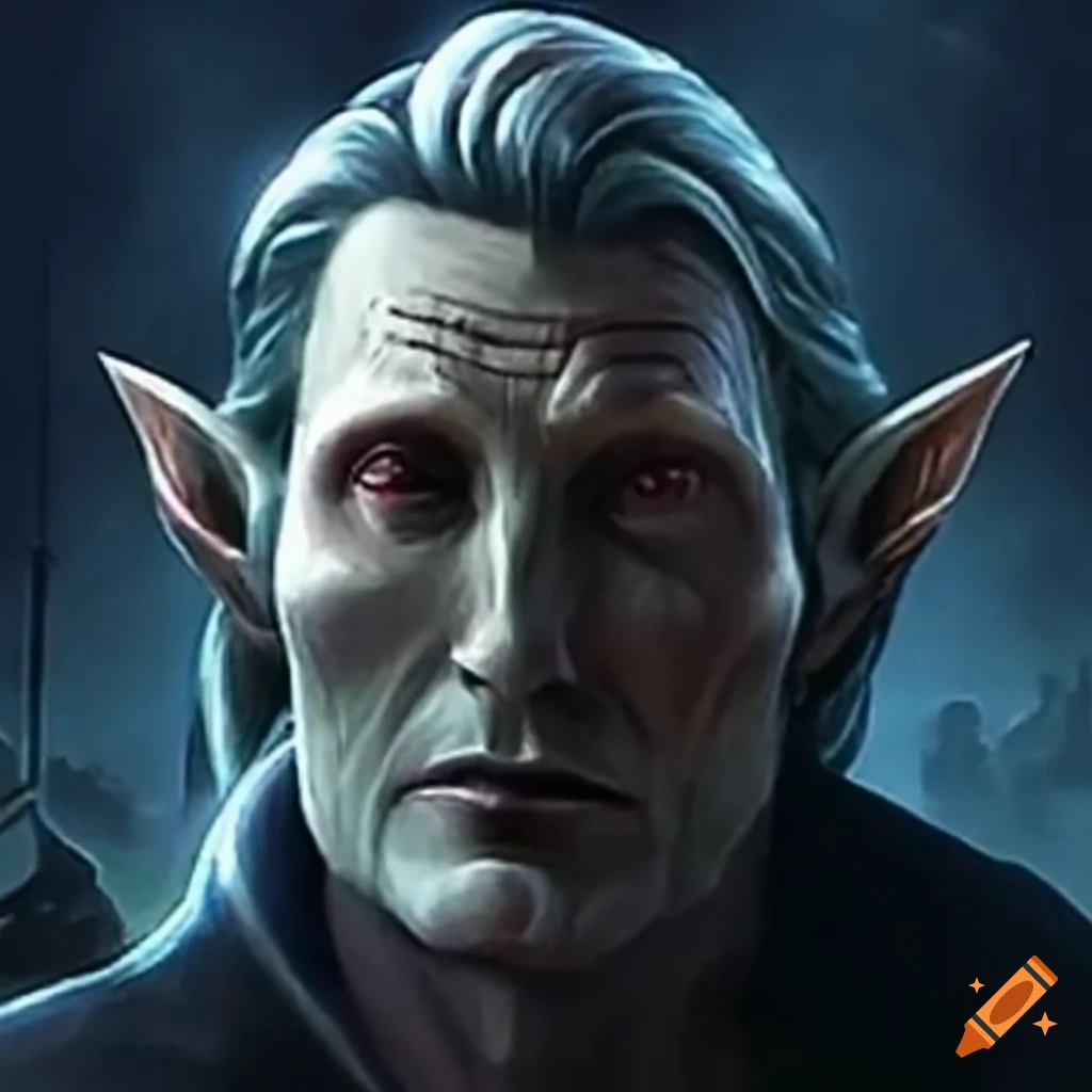 Mads mikkelsen as a black elf in empire of grass on Craiyon