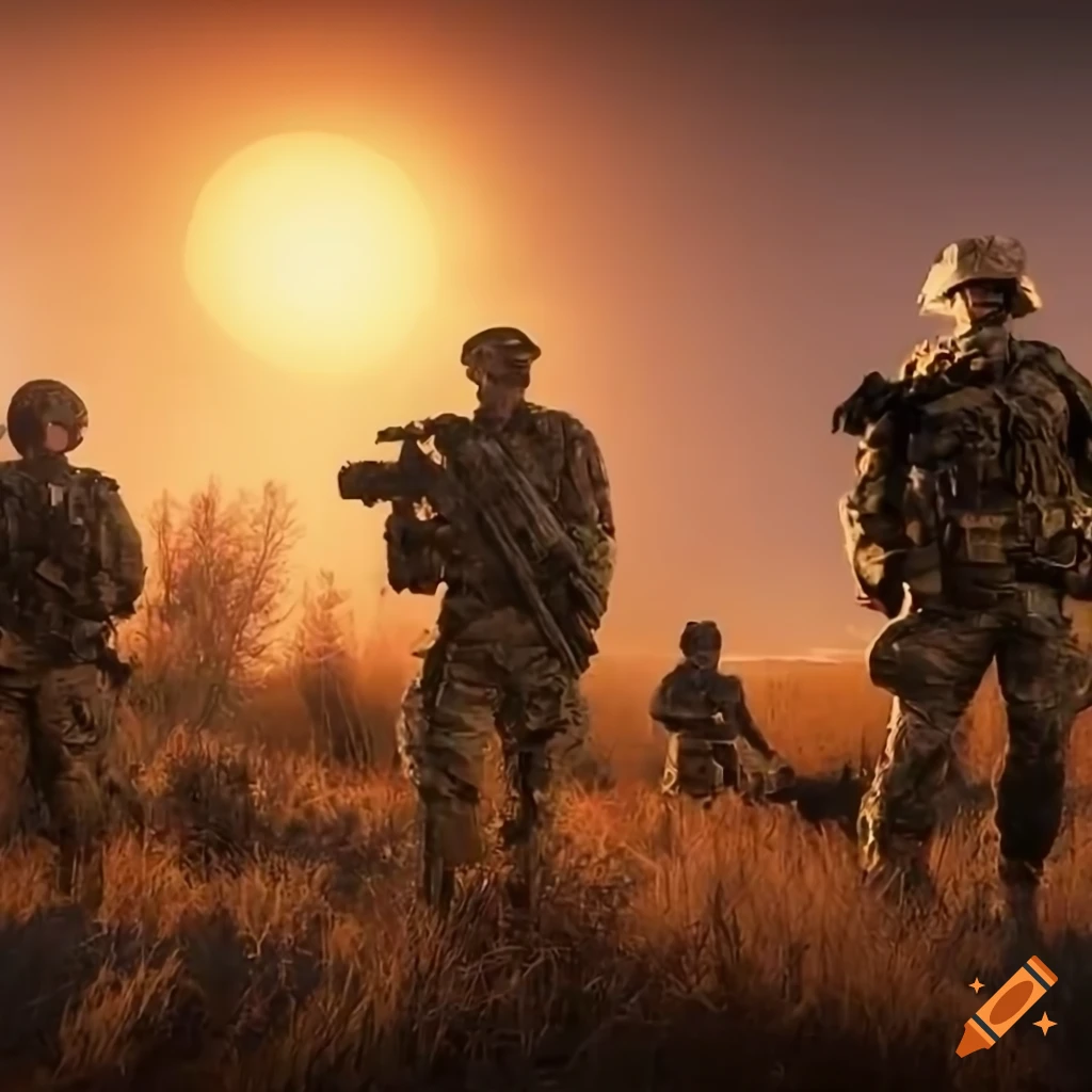 Hyperrealistic depiction of warriors standing on a battlefield on Craiyon