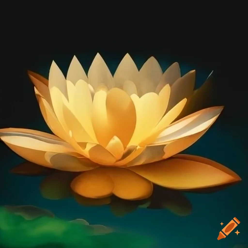 Golden lotus floating in a pond
