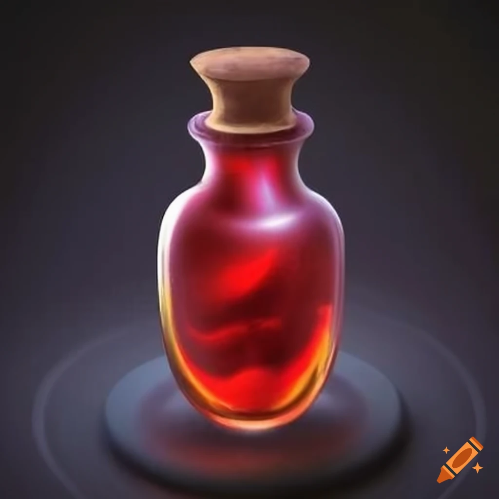 Geometric vial containing a mysterious red potion