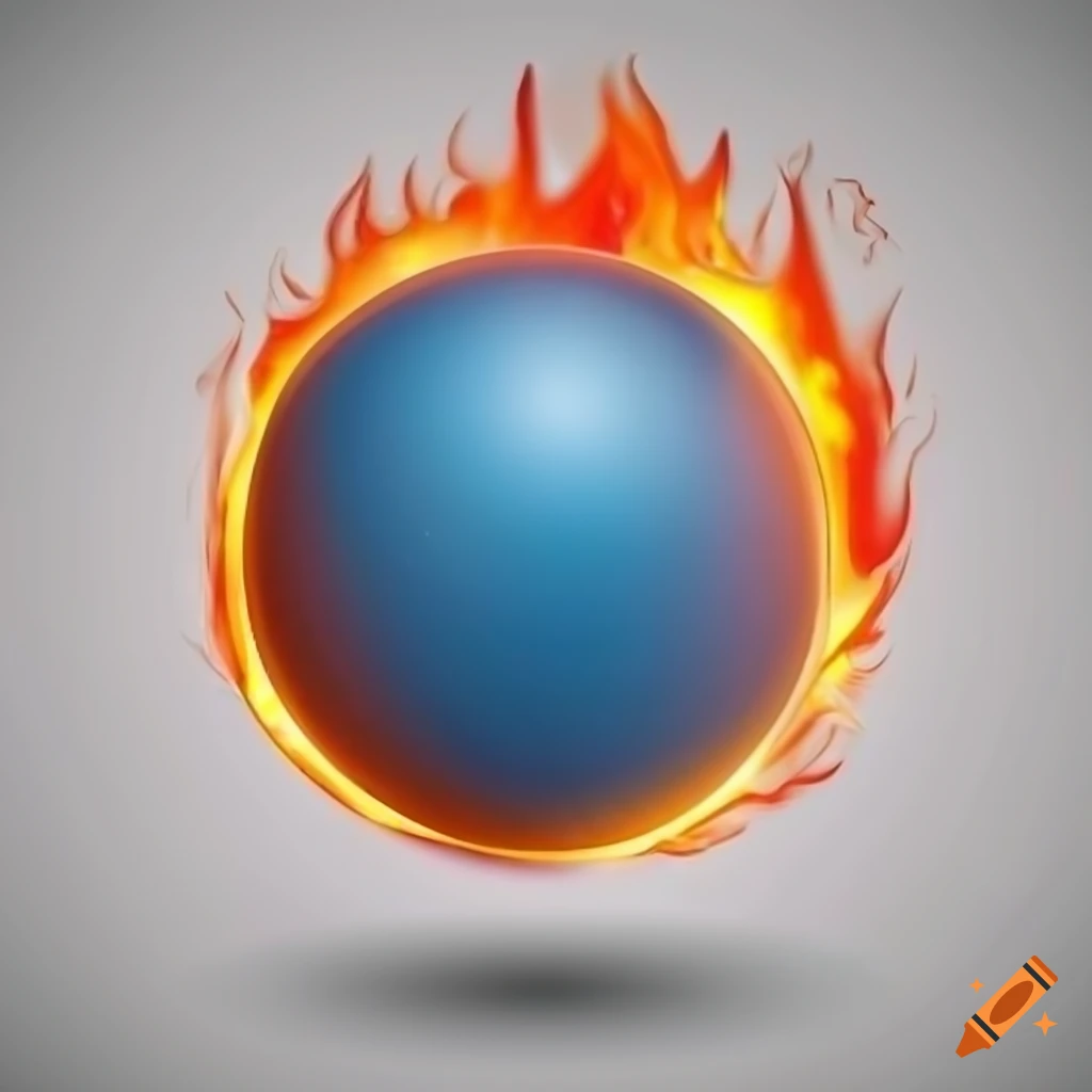 Empty sphere icon with flame background