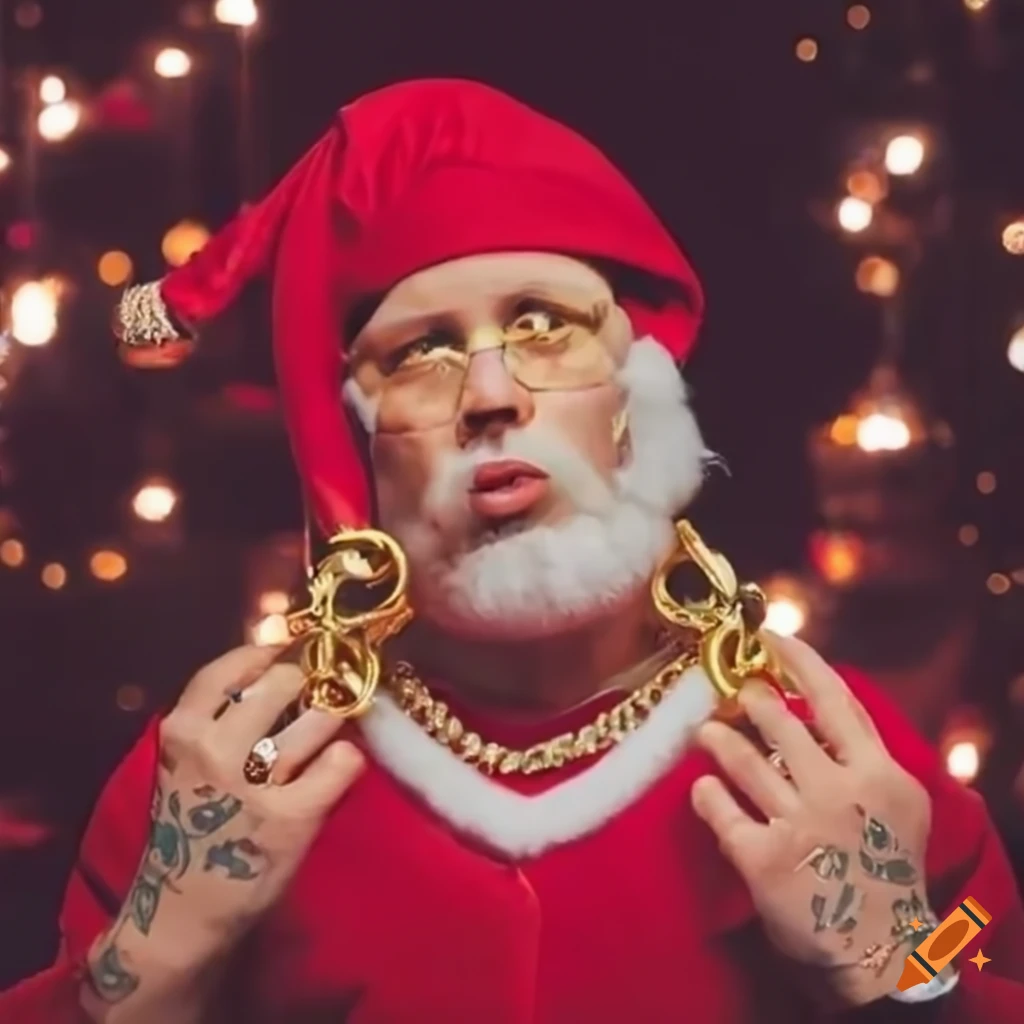 Yung santa, a rapper santa claus with gold chain